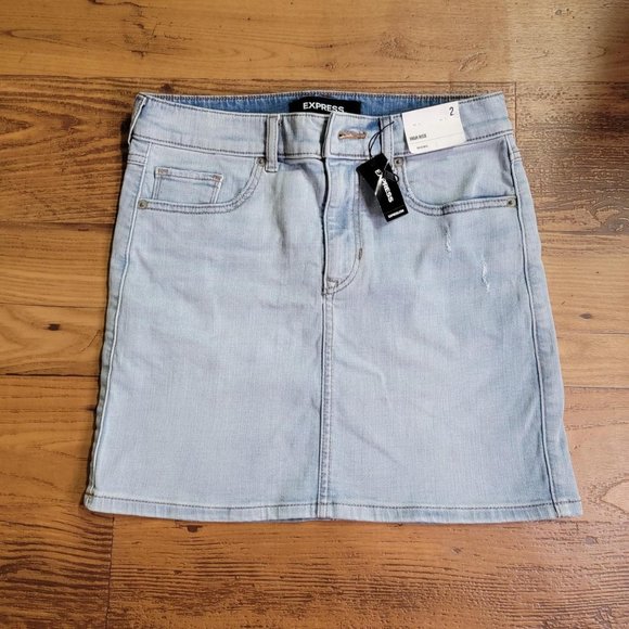 Express | Skirts | Express Light Wash Denim Mini Skirt | Poshmark